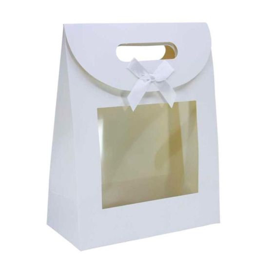 Buy White Card Clear Window Gift Bags (40p Each) Online in UK