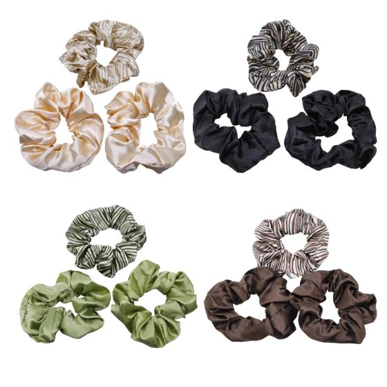 Buy Assorted Plain & Animal Print Satin Scrunchie Sets Online ...